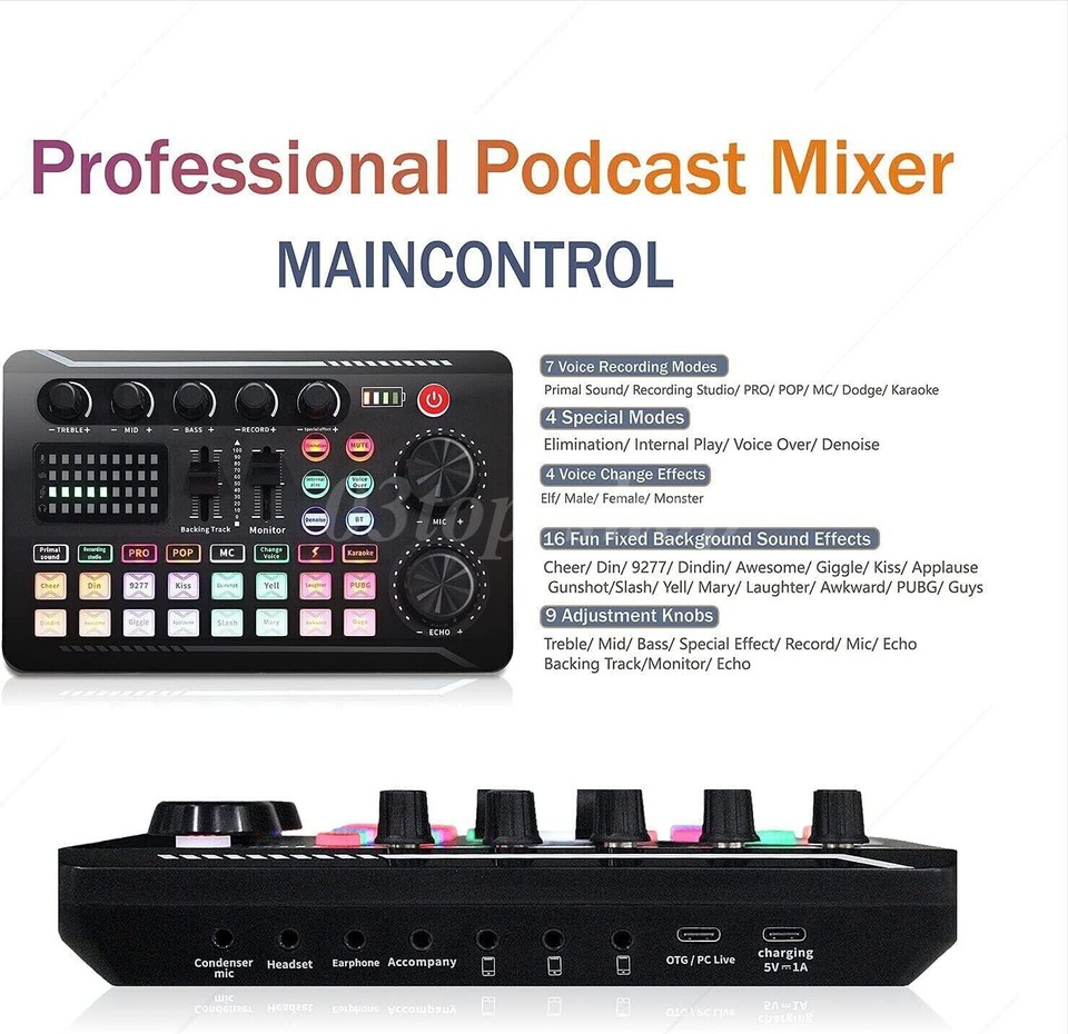 USB Mixing Console Bluetooth Live Studio Audio DJ Sound Mixer Board 4 ...