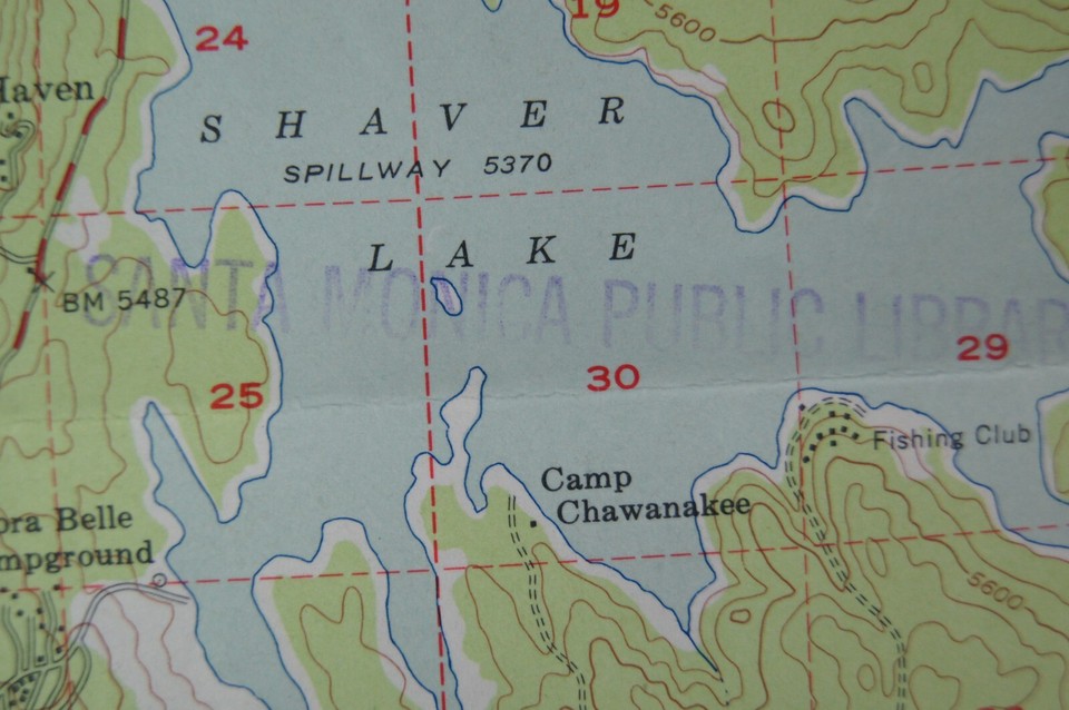 Vintage 1955 USGS Topo Map, Shaver Lake, California. 17 X 21" | eBay