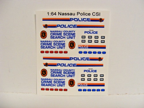 1:64 Nassau County NY CSI Police Water slide Decals Fits GL Vans Crime ...