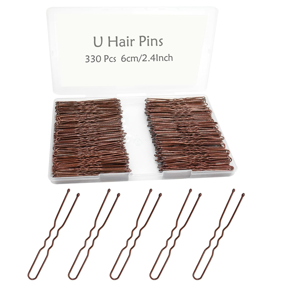 330 Count U Shaped Hair Pins Brown, 2.4Inch Brown Bun Pins Bun Hair ...