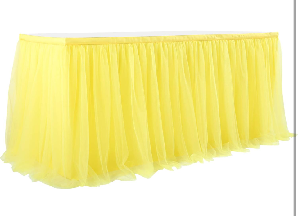 6ft. Yellow Tulle Polyester Table Skirts for Rectangle or Round Tables ...