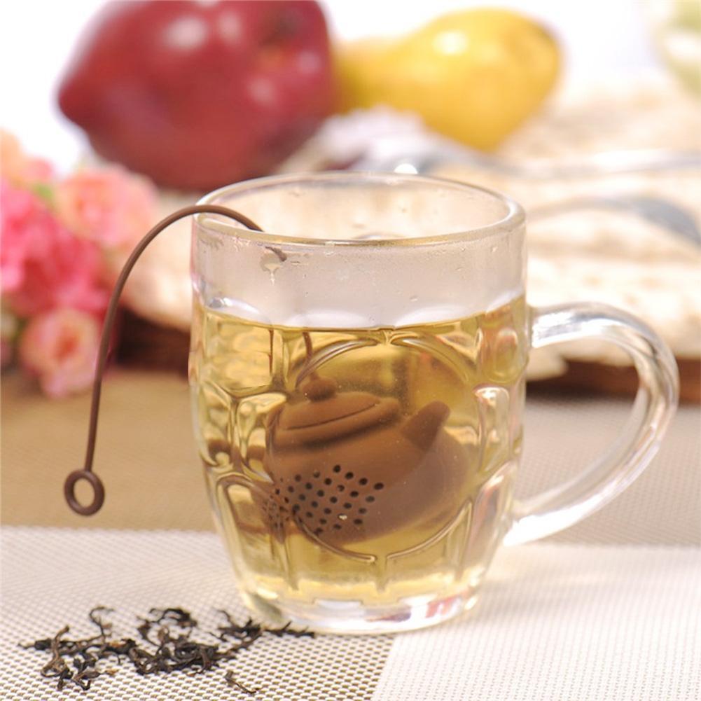 Teapot Shape Tea Strainer Infuser Silicone Leaf Filter Diffuser (Coffee ...