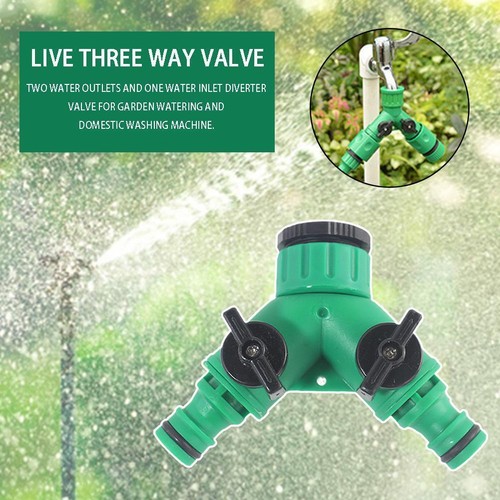 2 Way Double Outside Garden Water Hose Pipe Tap Splitter Dual ...