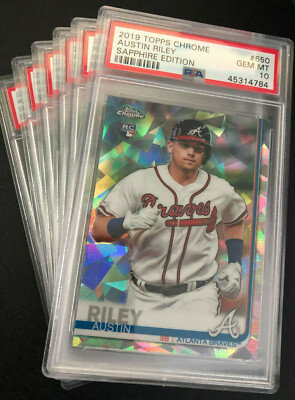 1x 2019 Topps Chrome Sapphire RC Austin Riley PSA 10 GEM MINT Pop 50 ...