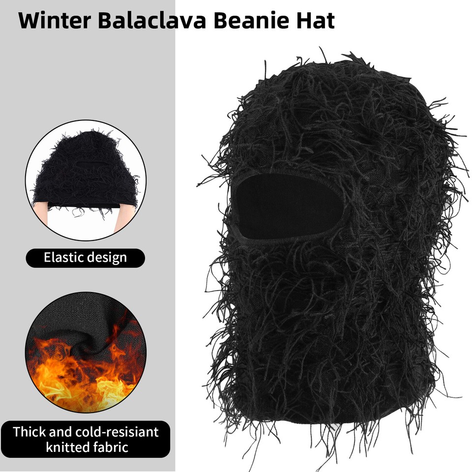Windproof Balaclava Ski Mask 1 Hole Full Face Winter Hat Cap Fleece ...