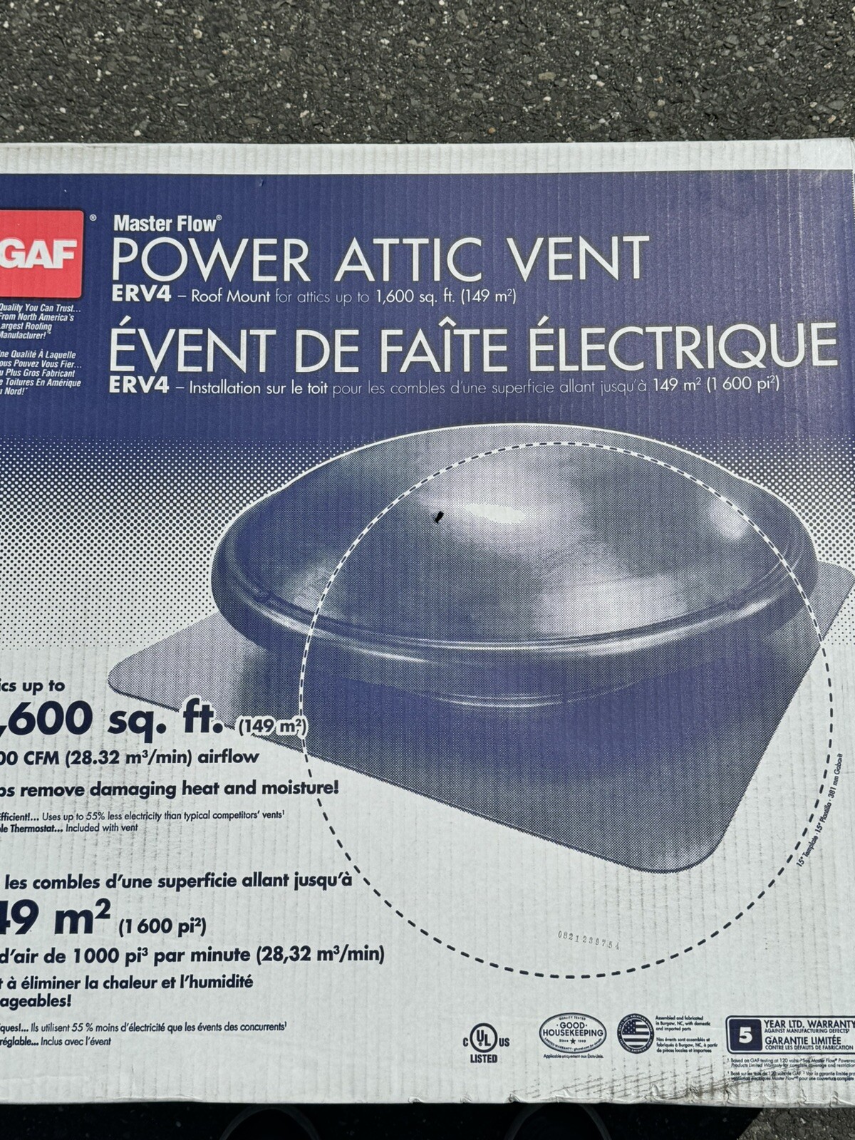 Master Flow Attic Fan Vent Roof Mount 1000 CFM Energy Efficient ...