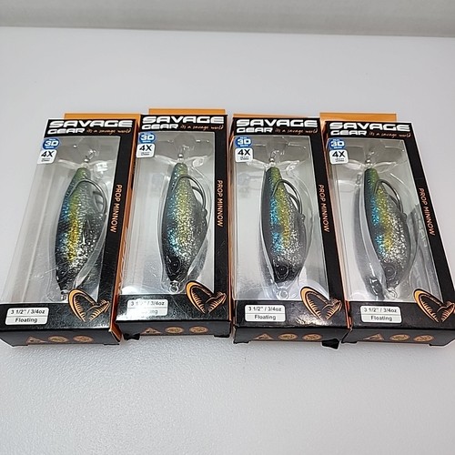 4 SAVAGE GEAR Prop Minnow Top Water 3.5" Floating Lure Lot NIP Lures 3 ...