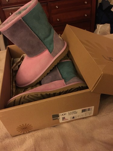 NEW *RARE* Authentic Classic Ugg Patchwork Pink Sz 4 Kid or Adult Sz 5 ...