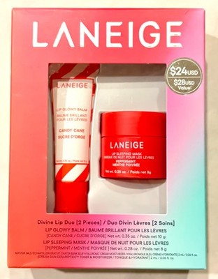 Laneige Divine Lip Duo Peppermint Sleeping Mask & Candy Cane Lip Glowy ...