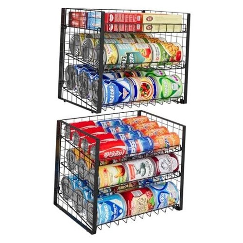 3-Tier Stackable Can Rack Organizer for Pantry, Adjustable Can 3 Tier ...