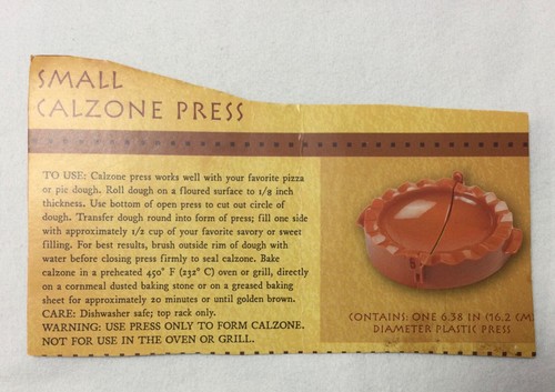 Unbranded Small 6.38" Diameter Orange Plastic Calzone Press | eBay