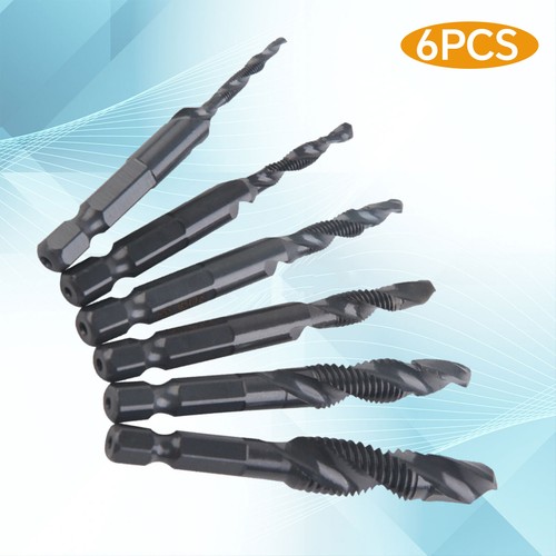 6Pcs HSS 1/4in Hex Shank Tap M3 - M10 Metric SAE Screw Thread Drill ...