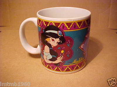 Disney Princess Jasmine Coffee Mug Aladdin Genie Cup Tea Soup Retired ...