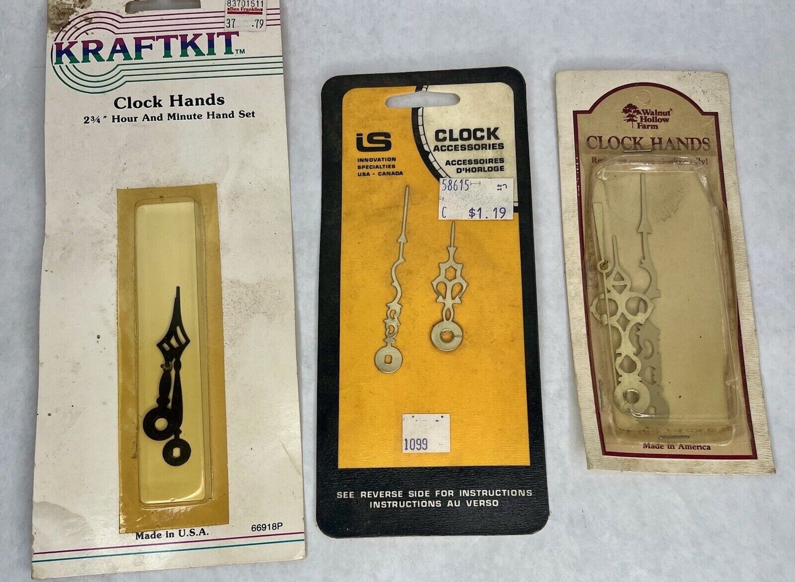 Lot of 3 Packs grandfather clock hands ~ 1980s - 3" - 4" | eBay