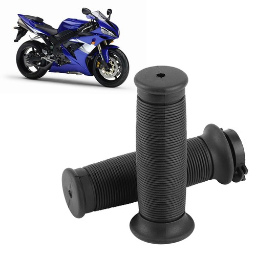 (Black)Motorcycle Hand Grips 7/8 2pcs Vintage Rubber Throttle Handlebar ...