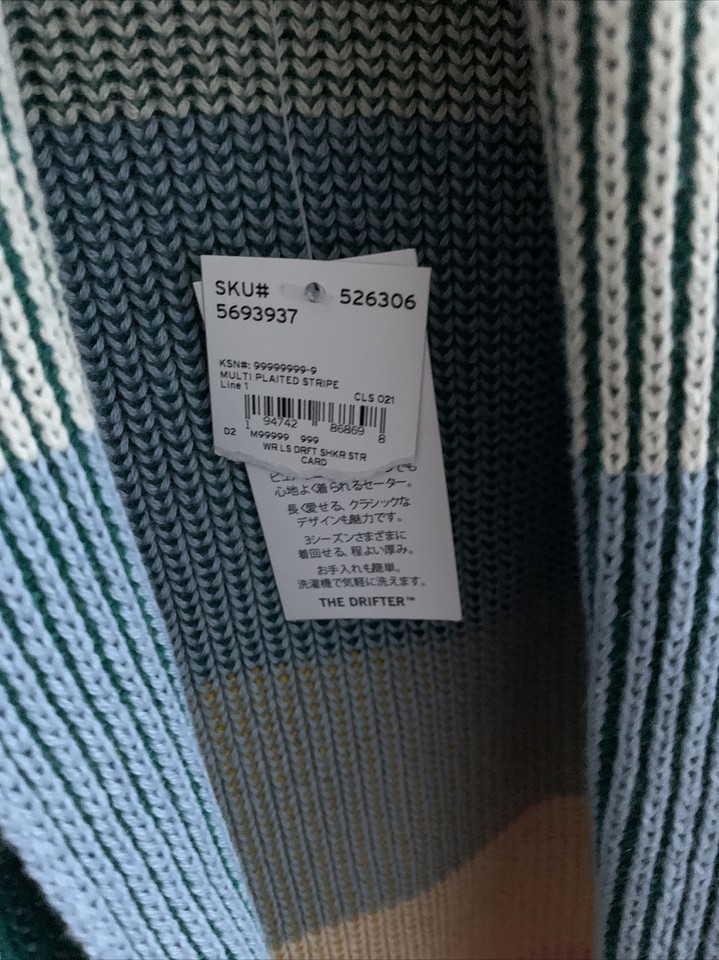 LANDS' END Women L/P 14-16 Colorful Stripe Drifter Shaker Open Cardigan ...