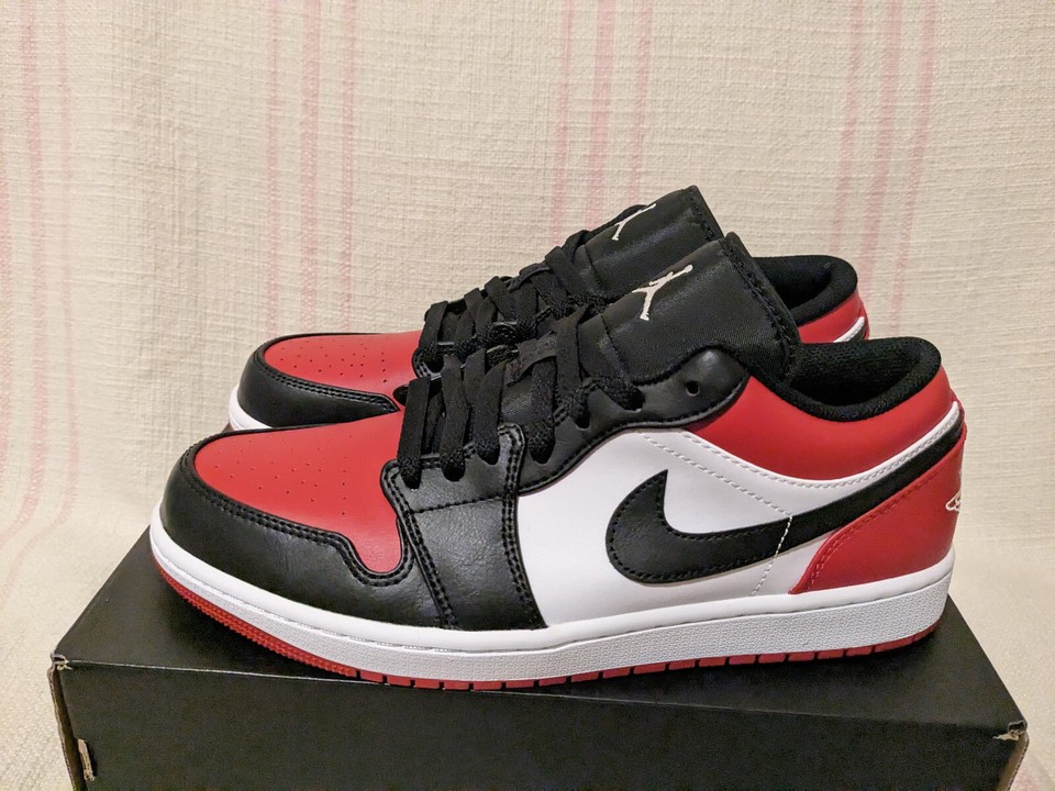 Nike Air Jordan 1 Low Bred Toe Gym Red White Black AJ1 553558 612 Shoes ...