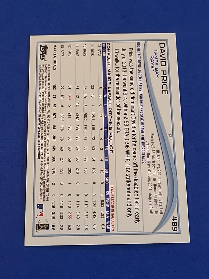 2014 David Price Topps #489 | eBay