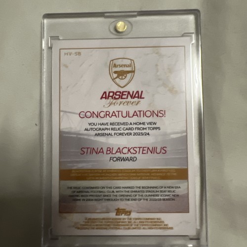 Stina Blackstenius auto seat relic 4/5 | Topps Arsenal forever | colour ...