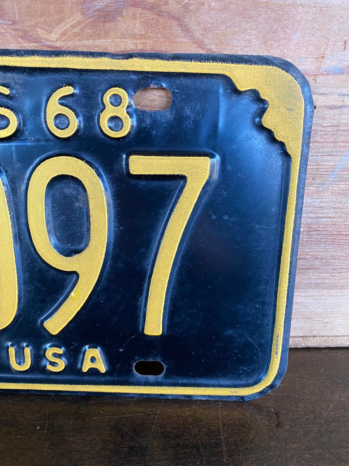 Vintage Kansas 1968 License Plate Tag Black Yellow Shawnee County Car ...