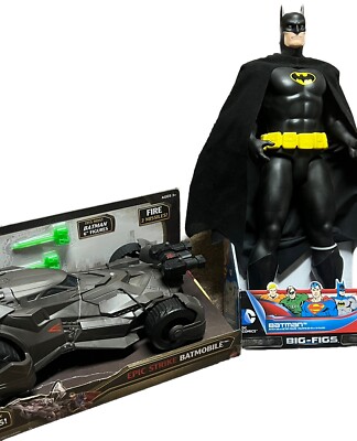 Mattel DC Epic Strike Batmobile Batman v Superman AND 19in Batman Big ...