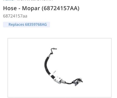 Genuine Oem Mopar Dodge Ram Power steering Hose 68359768AG Brand New ...