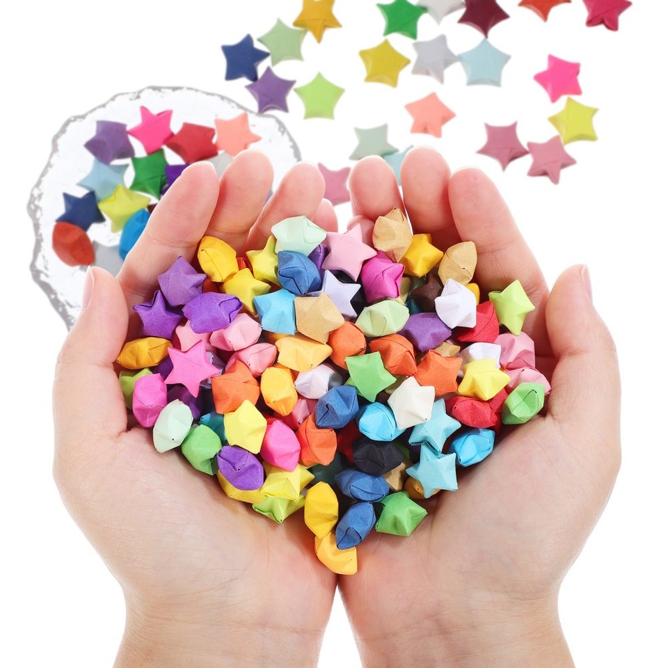 2700 Sheets Solid Color Origami Star Folding Paper Strips Pentagram ...