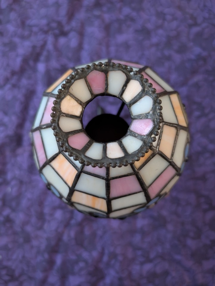 Stained Glass Mini Small Lamp Blue Daisy Vintage /Tiffany Style w ...
