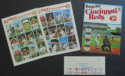 1971 Cincinnati Reds MLB Dell Stamp Album, Johnny Bench, Pete Rose ...