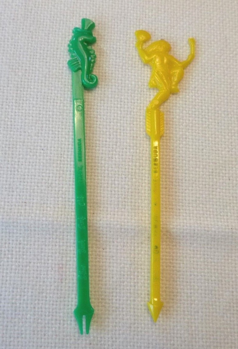 Pr Vtg Bermuda Swizzle Sticks Elbow Beach Surf Club Harmony Hall ...