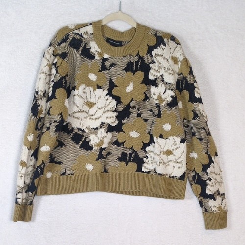 Club Monaco Women's Textured Floral Grandmacore Sweater Size S | eBay