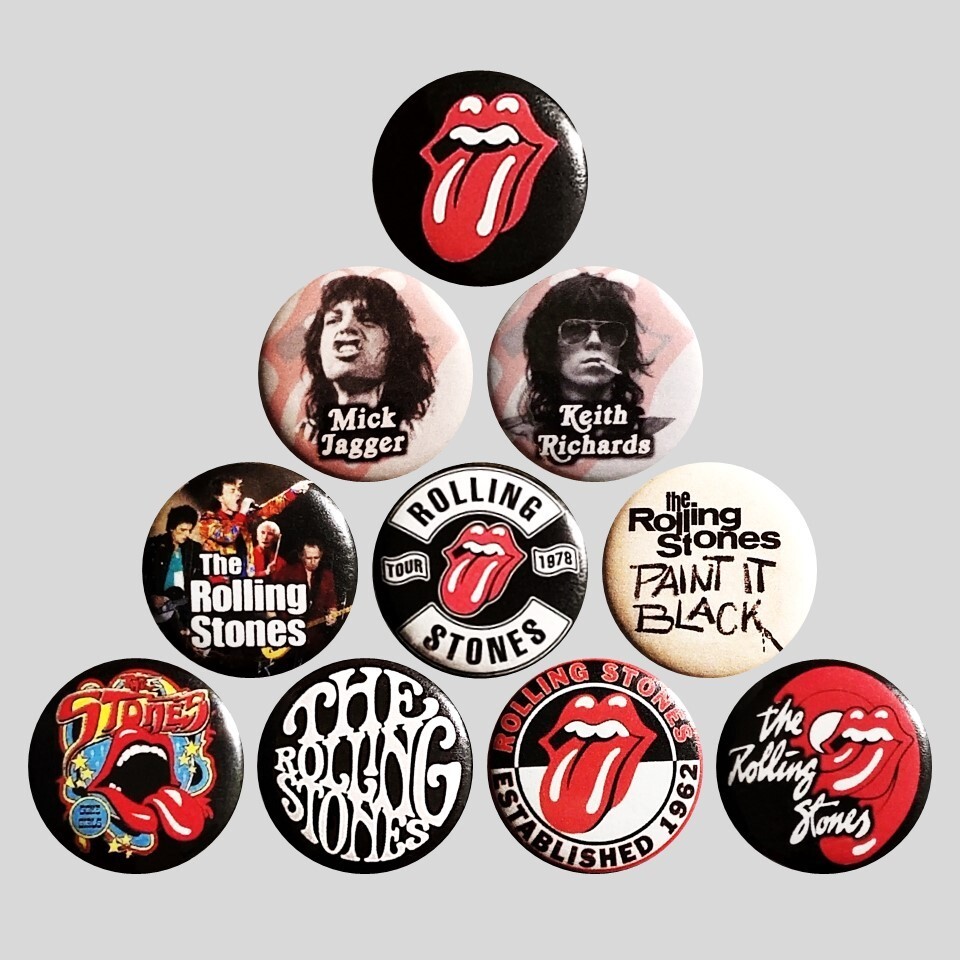 THE ROLLING STONES Buttons Pinbacks Lot-Of-10 Mick Jagger Keith ...