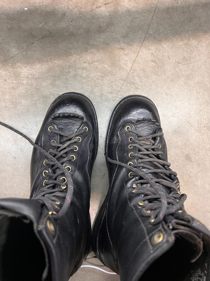 Viberg 8 D Black Leather Lace-Up Work Boots Vibram Logging Firefighting ...