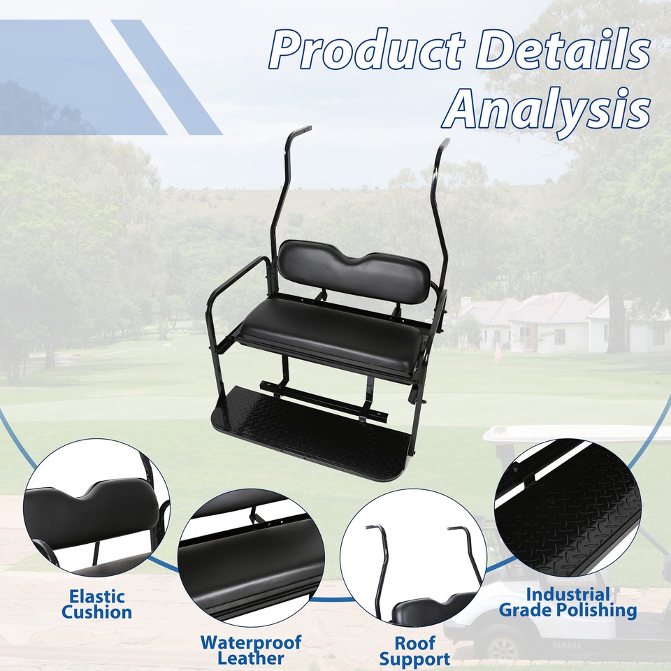 Rear Flip Seat W/ Roof Support Fold Down Pad For Club Car Golf Cart DS ...