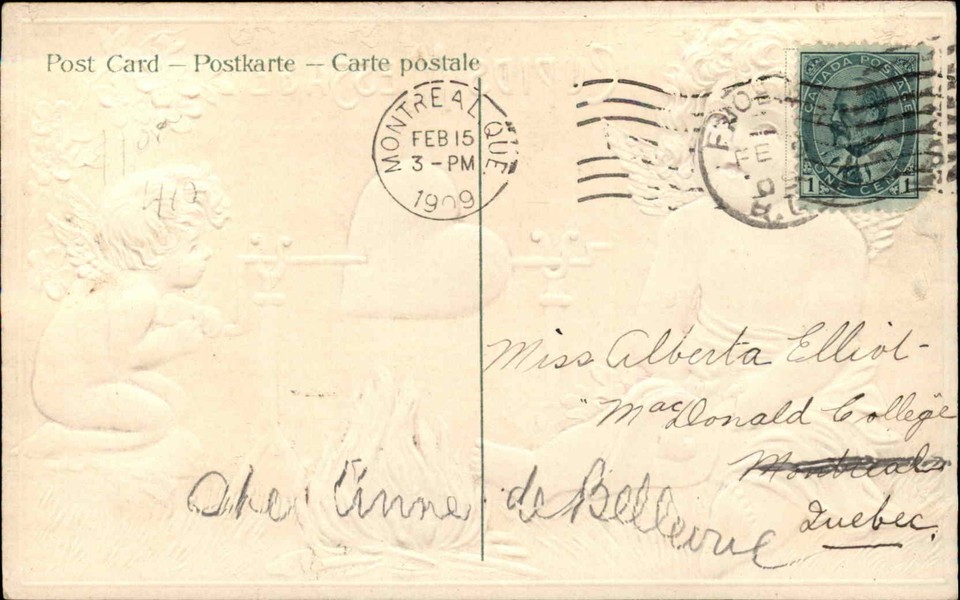 Valentine's Day Cupid Roasts Heart on Fire Airbrushed Embossed c1910 ...