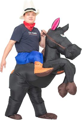Inflatable Cowboy Costume Adult Western Horse Rider Fancy Dress ...