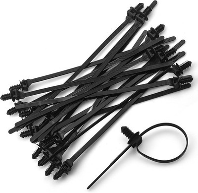 Push Mount Zip Ties 8 inch Cable Zip Tie Black Wire Tie with Push Pin ...