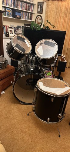 CB Drums Black Drum Kit Shells (22” Kick, 13” + 14” rack toms, 16 ...