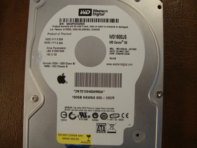 Western Digital WD1600JS-40TGB0 DCM:DSBHNTJAHN Apple 655-1257F 160gb ...
