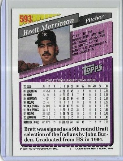 1993 Topps #593 Brett Merriman Colorado Rockies | eBay