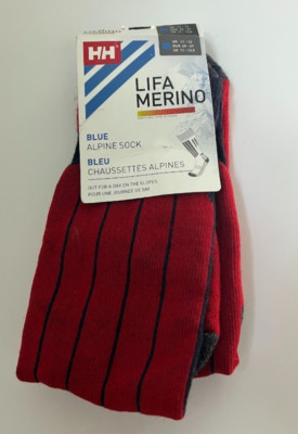HH LIFA Merino Blue Alpine Mens Intermediate Wool Socks Red US 11-12.5 ...