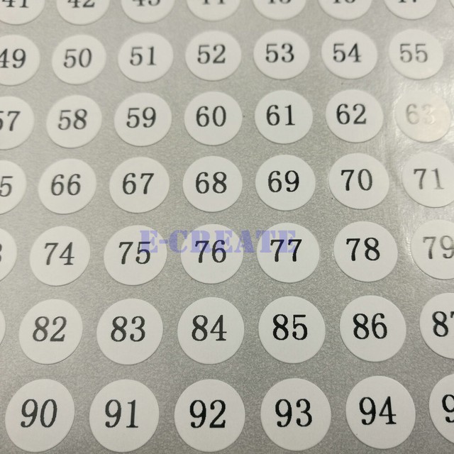 20 Sets Sticky Numbered Labels 1 to 200 White & Round 0.39" Stickers ...