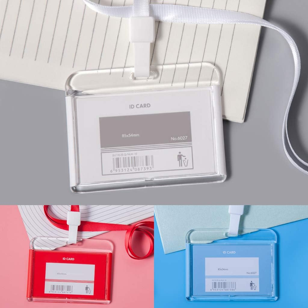 ID Card Badge Holder with Detachable Lanyard Heavy Duty Hard Plastic ...