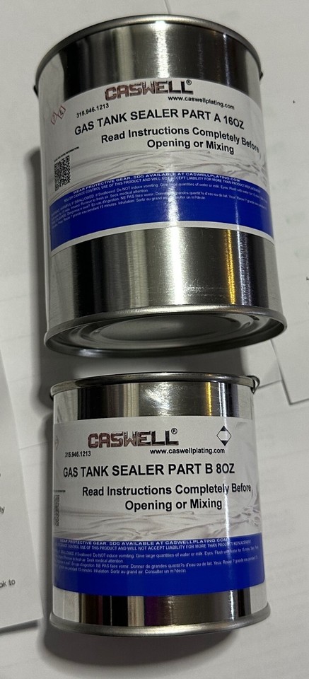NEW CLEAR MOTORCYCLE CASWELL EPOXY GAS TANK SEALER COVERS UPTO 10 GALS ...