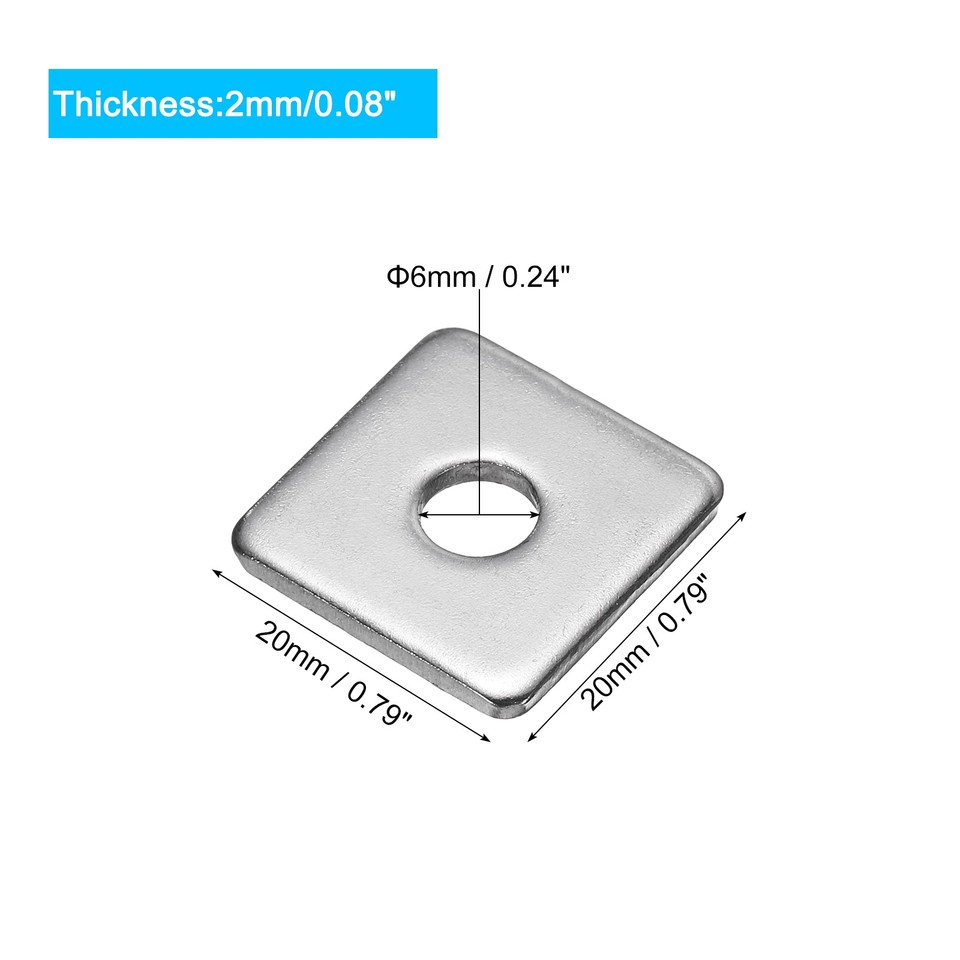 Square Washer, 25Pcs M6x20x20x2mm 304 Stainless Steel Square Plate ...