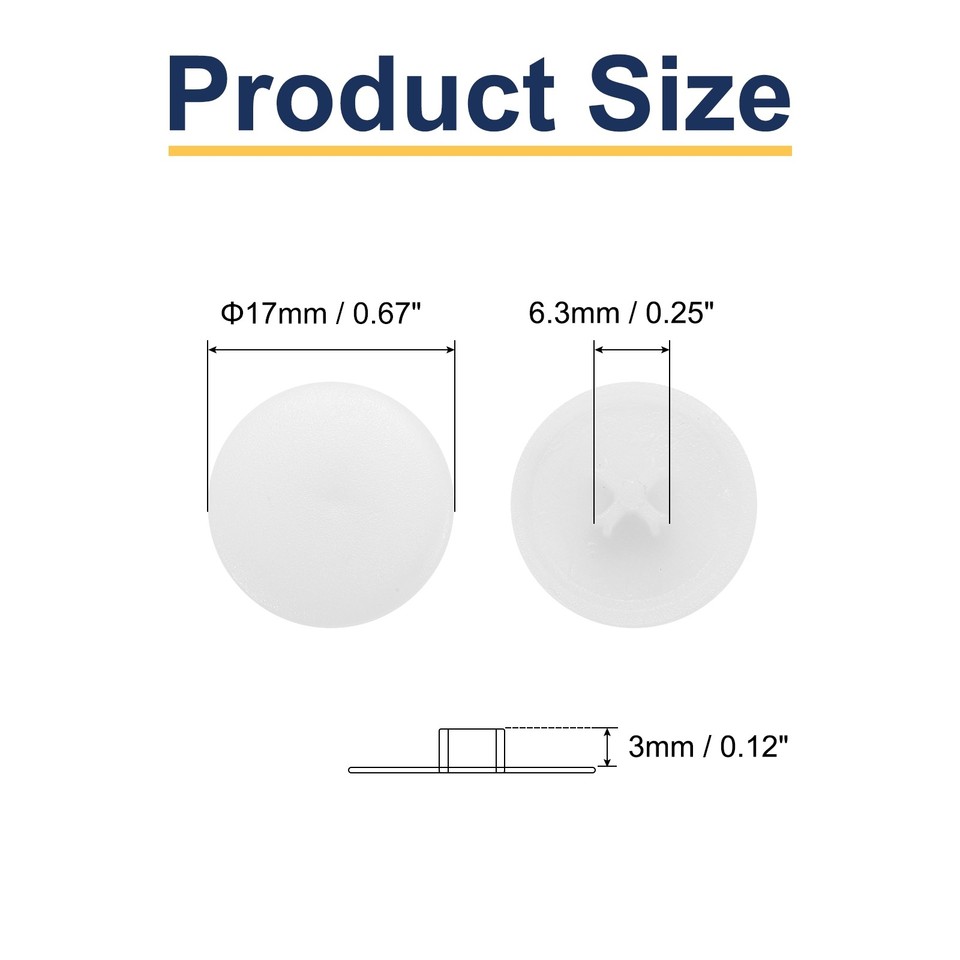 Screw Cap Covers, 158Pcs 17mm - Plastic Self-lock Nut Screw Cap, White ...