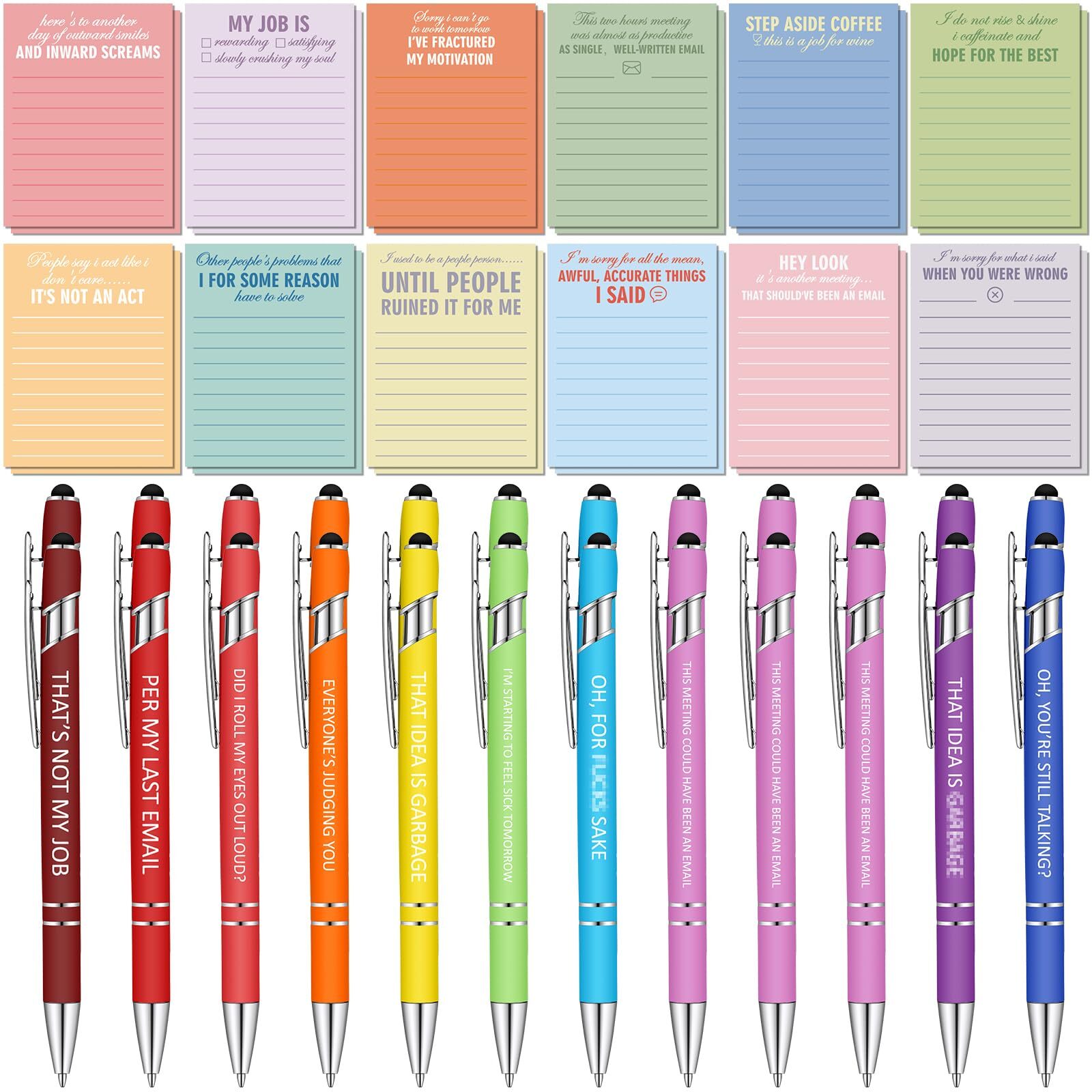 24 Pcs Sarcastic Notepads with Sayings Pens Funny Sticky Notes for ...