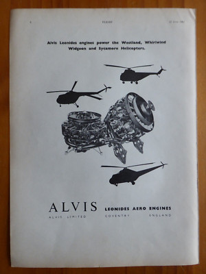 6/1961 PUB ALVIS LEONIDES ENGINES WESTLAND WHIRLWIND WIDGEON SYCAMORE ...