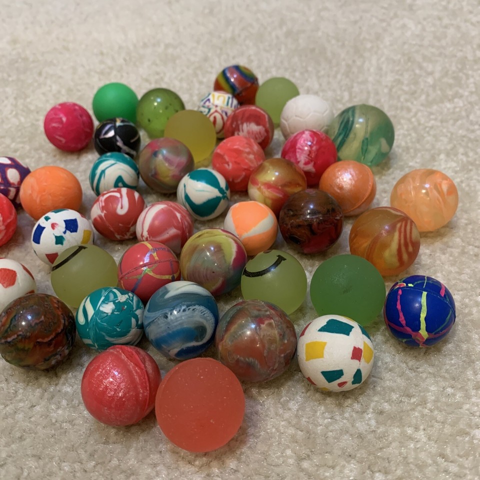 Bouncing Bouncy Balls Toy Lot 42 Vintage Rubber 1" Diameter Swirl Solid ...