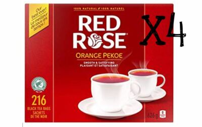 4 Boxes Red Rose Orange Pekoe Tea - 216ct x 4 Total 864 ct Canadian New ...